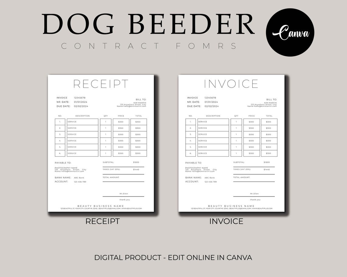Dog Breeder Contract, Breeder Forms, Puppy Sale Contract, Dog Breeding ...