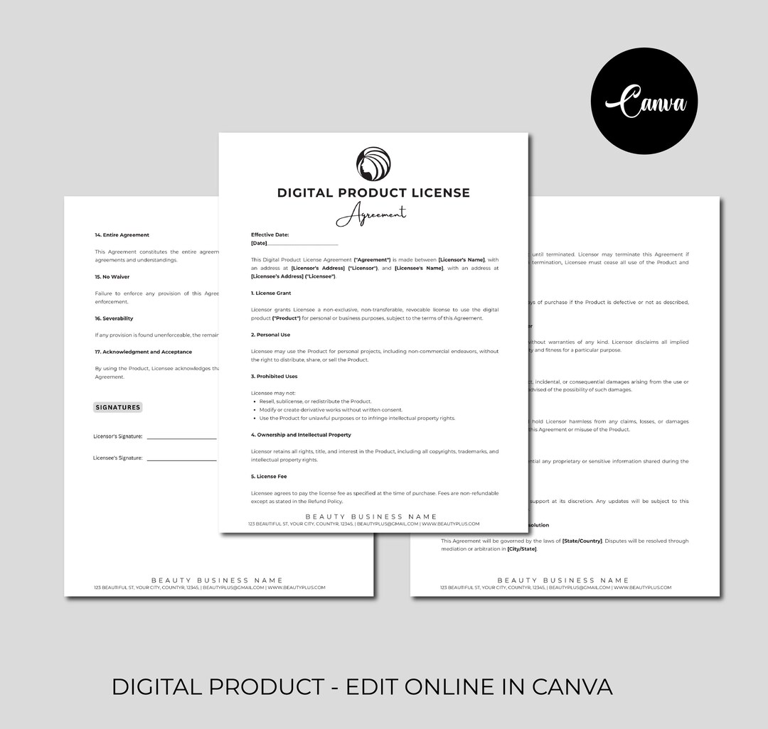 Digital Product License Agreement, Licensing Agreement Template ...