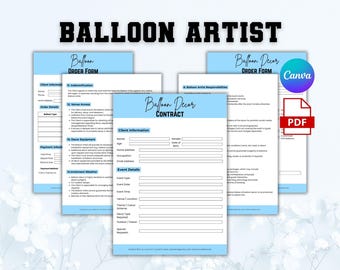 Editable Balloon Decor Contract Template, Balloon Artist Service ...