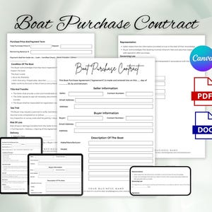 Boat Purchase Contract Template, Marine Vessel Sale Agreement, Simple ...
