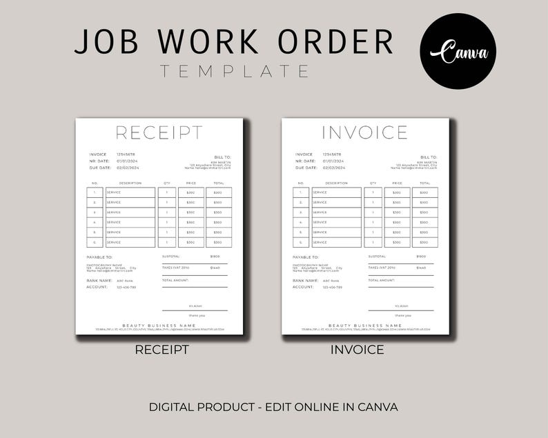 Printable Job Work Order Form, Easy and Simple Job Work Order Form ...