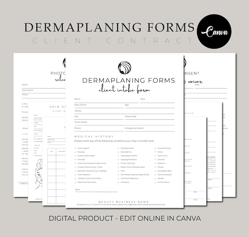 Dermaplaning Forms, Editable Esthetician Templates, Dermaplaning ...