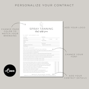 Spray Tan Consent Form, Tanning Consent, Spa Forms, Tanning Salon Forms ...