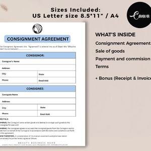 Editable Consignment Agreement, Consignment Store Forms, Product Consignment Agreement, Reseller ...