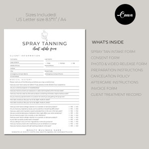 Spray Tan Consent Form, Tanning Consent, Spa Forms, Tanning Salon Forms ...