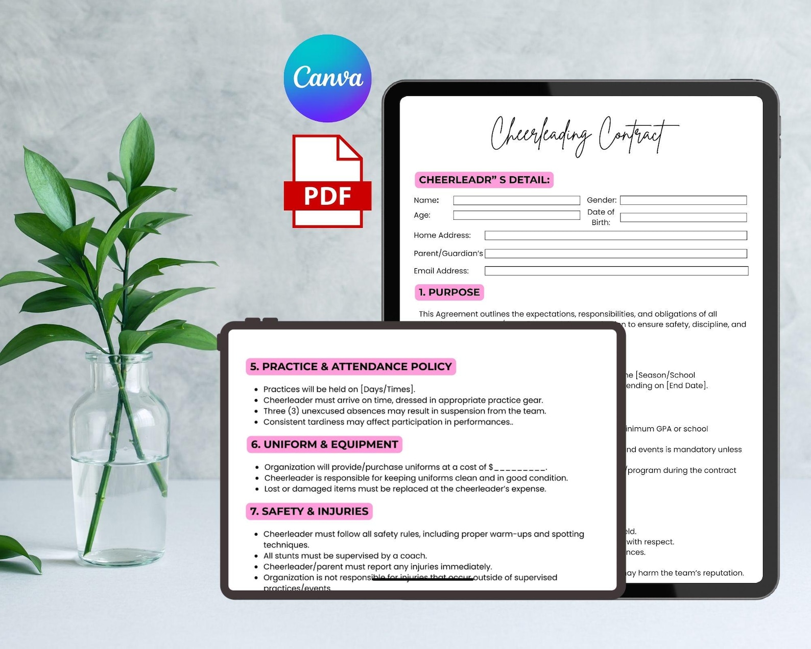 Cheerleading Contract Template, Cheerleading Tryout, Coaching Forms ...