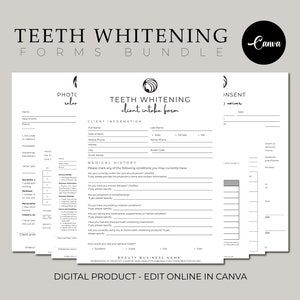 Teeth Whitening Forms Bundle - Editable Templates!, Teeth Whitening ...