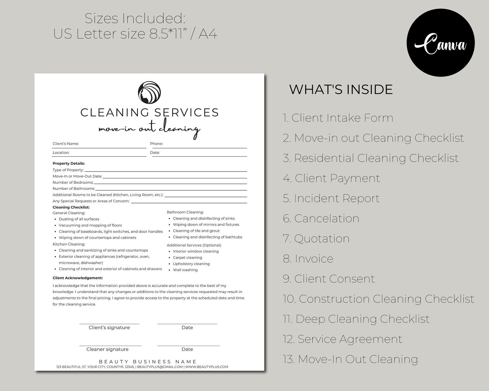 Cleaning Business Document Bundle, Editable Cleaning Service Agreement ...