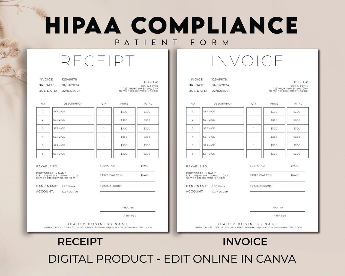 HIPAA Consent Form Template, HIPAA Authorization Forms, New Patient ...