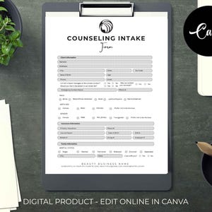 Counseling Intake Form, Mental Health Intake Form Template, Informed ...