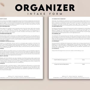Professional Organizer Contract Forms, Organizing Service Agreement ...