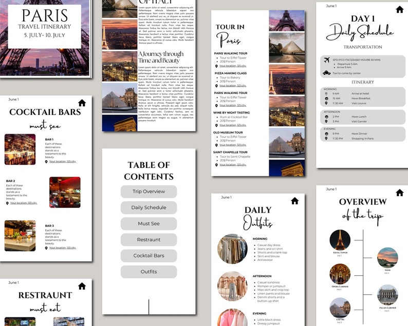 Editable Travel Itinerary Template, Trip Itinerary Printable Travel ...