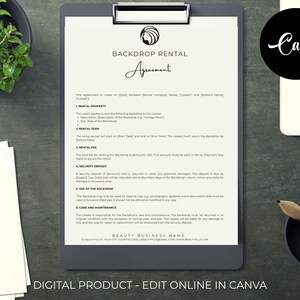 Professional Backdrop Rental Agreement, Backdrop Rental Contract ...