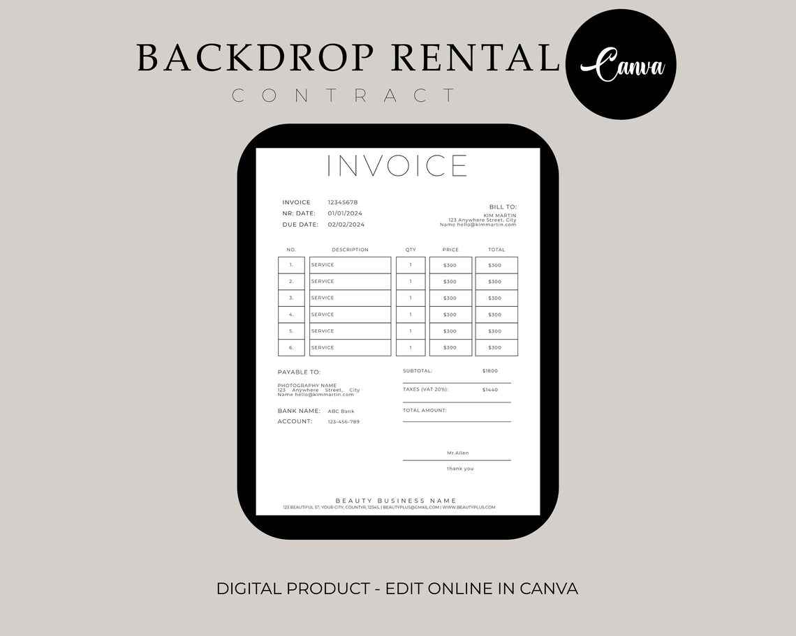 Professional Backdrop Rental Agreement, Backdrop Rental Contract ...