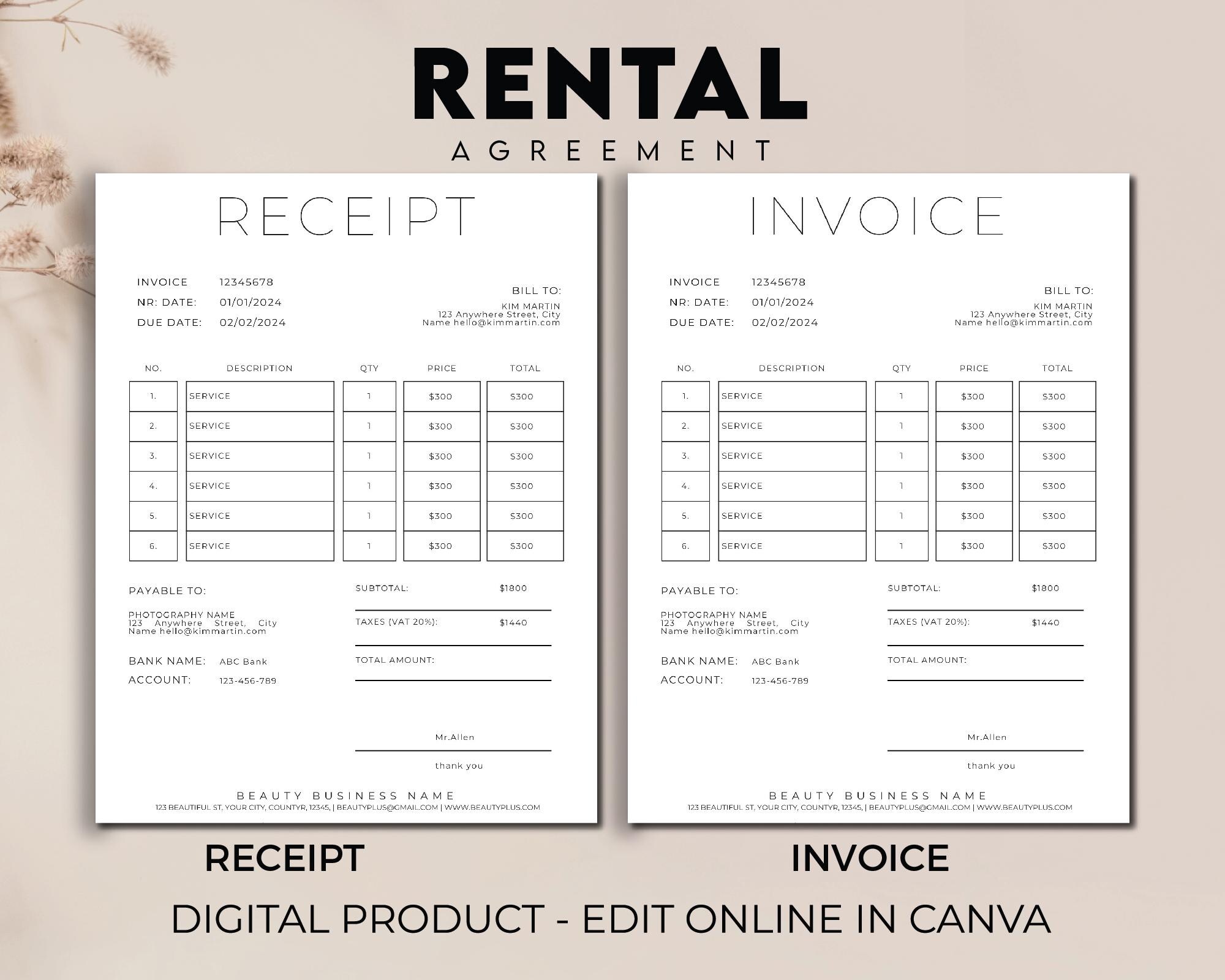 Basic Rental Agreement Template, Simple Rental Agreement Fillable ...