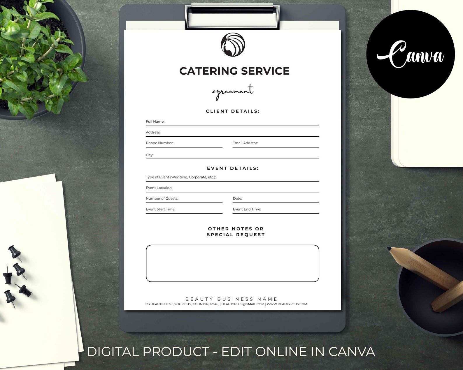 Editable Catering Contract Template, Catering Business Contract PDF ...