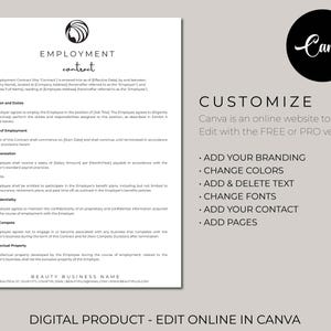 Employment Contract Agreement, Employment Service Contract Template, HR ...