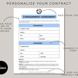 Consignment Agreement, Consignment Form, Consignee Agreement, Consignment Contract, Reseller ...