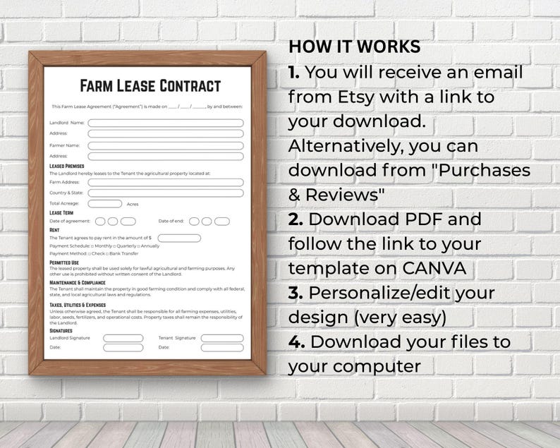 Editable Farm Land Rent Agreement, Farm Lease Contract Template ...