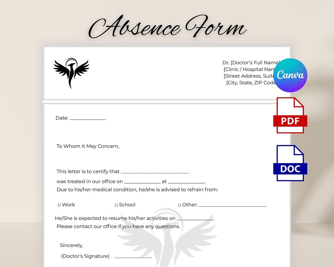 Editable Absence Form Template, Employee Absence Tracking Template ...