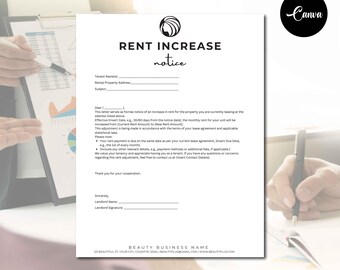 Rent Increase Form, Editable Notice of Rent, Rental Increase Notice ...