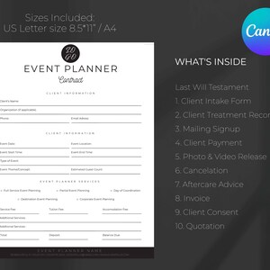 Event Planner Contract Template, Event Planner Agreement, Editable ...
