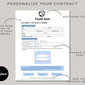 Tooth Gem Consent Form, Tooth Gem Waiver, Editable Tooth Gem Consent ...