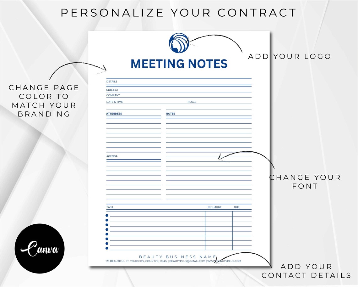 Meeting Minutes Template, Meeting Notes Template, Project Meeting ...