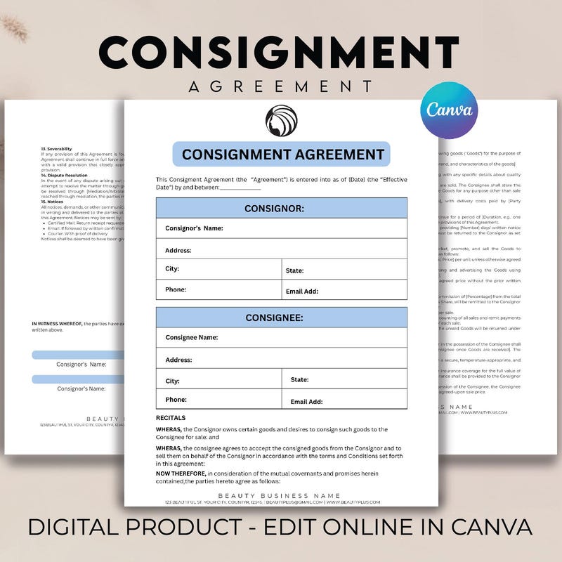 Consignment Contract - Etsy
