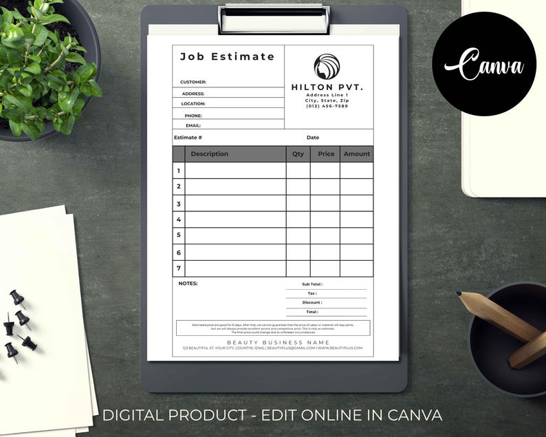 Job Estimate Template, Editable Construction Bid, Painting, Printable ...