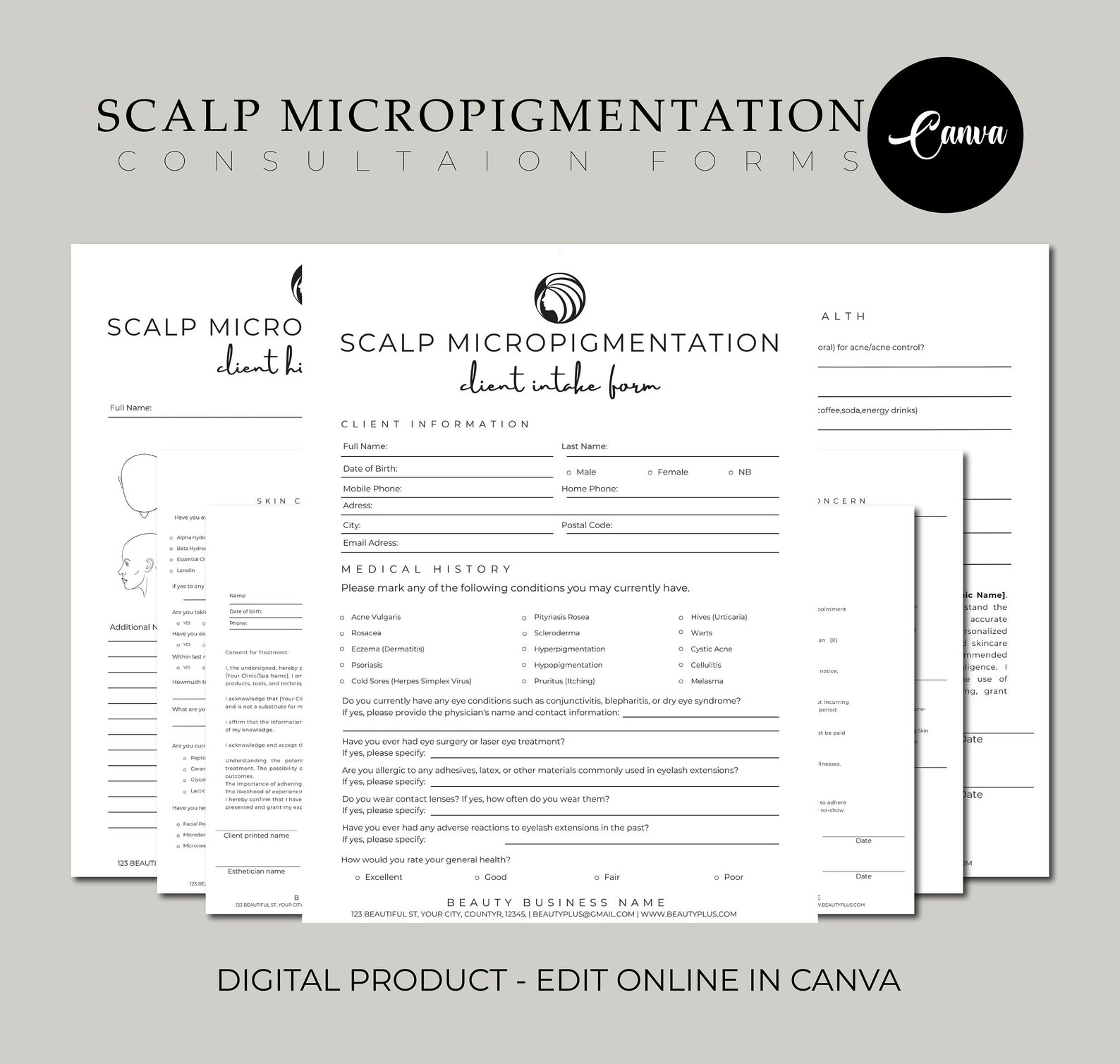Scalp Micropigmentation Consent Form Template, PMU Consent Form ...