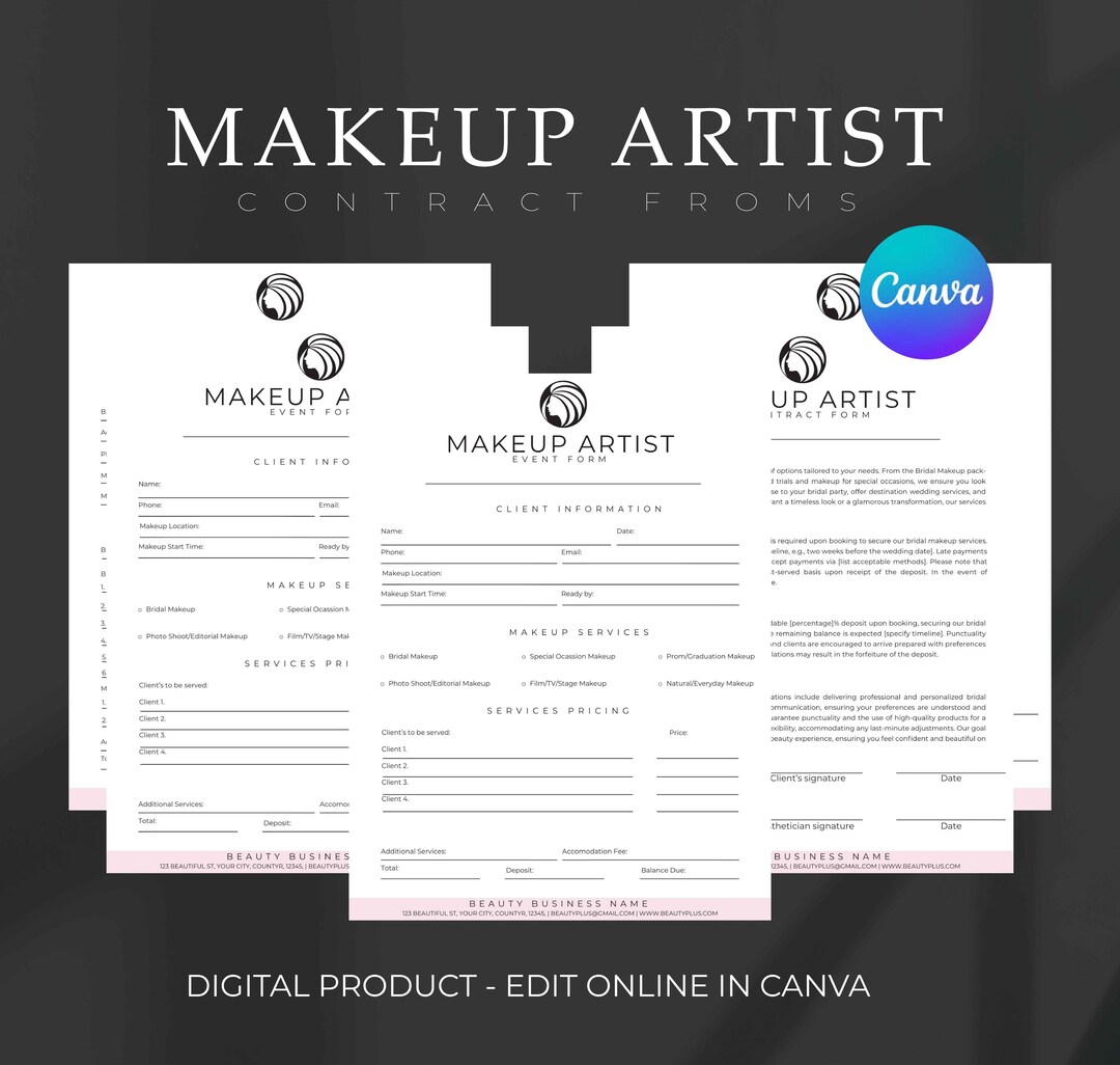 Editable Makeup Contract Template,freelance Makeup, Makeup Artist ...