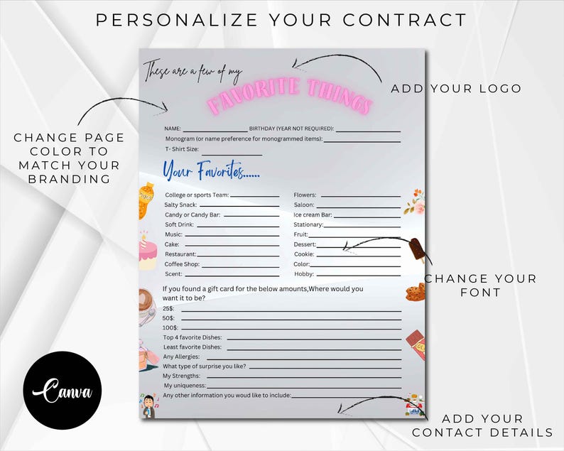 Getting to Know You Editable, Employee Favorite Things Survey, Get to ...