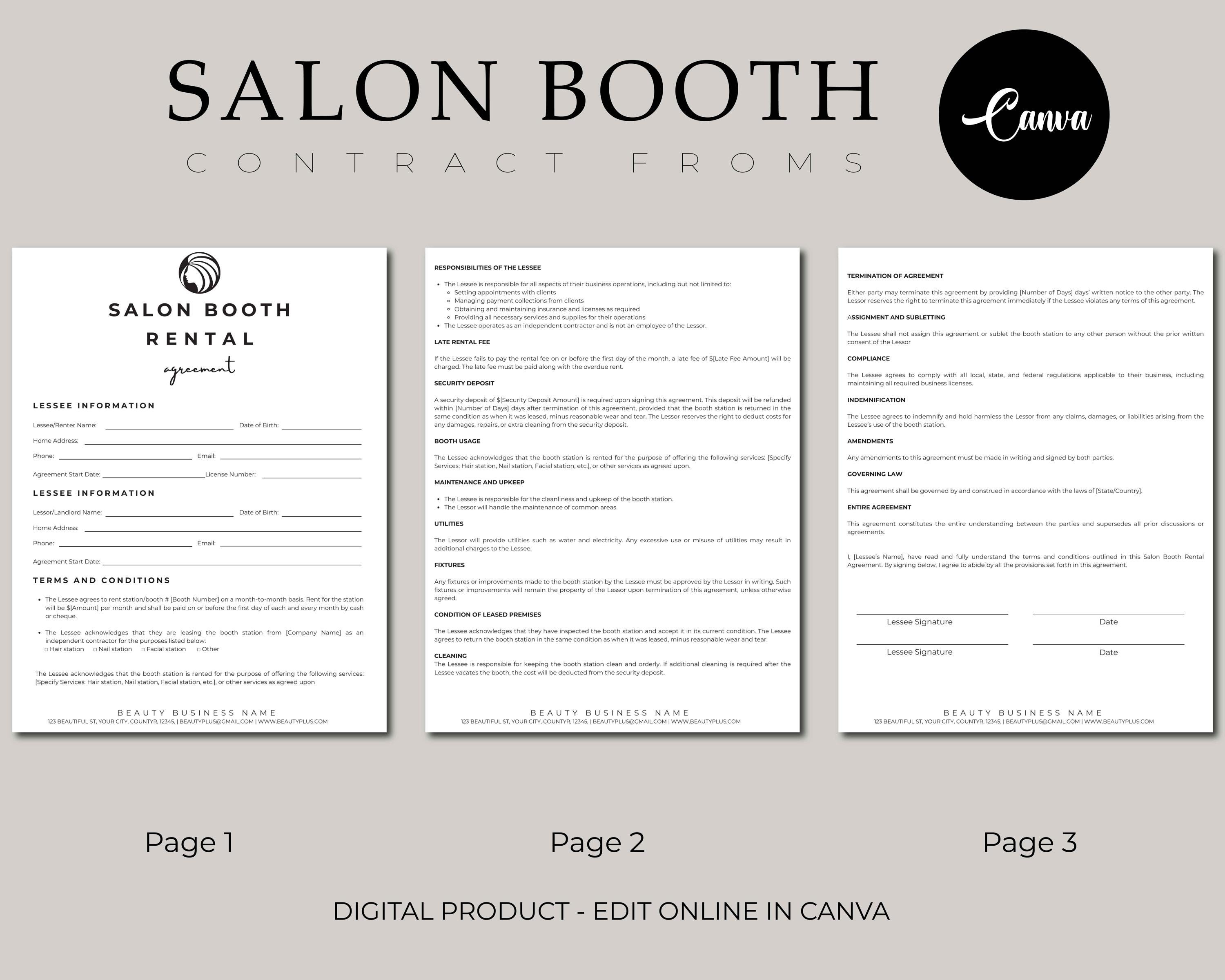 Professional Salon Booth Rental Contract, Salon Station, Spa Rental ...