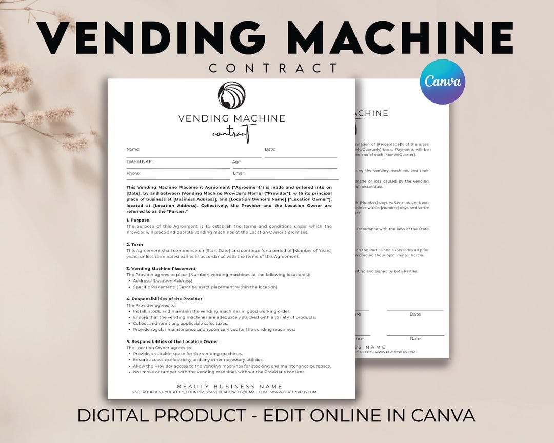 Professional Vending Machine Contract Template, Vending Machine ...
