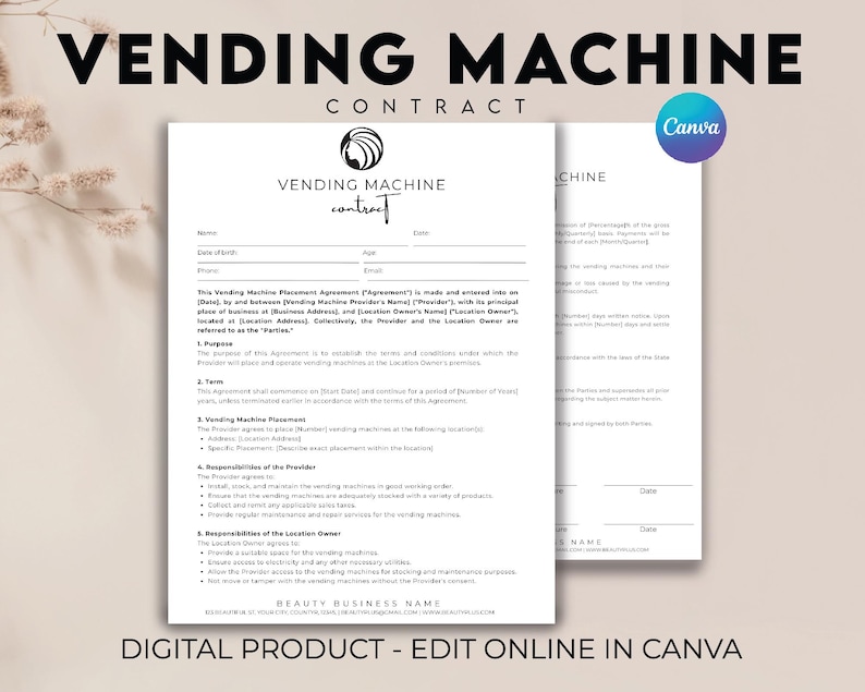 Professional Vending Machine Contract Template, Vending Machine ...