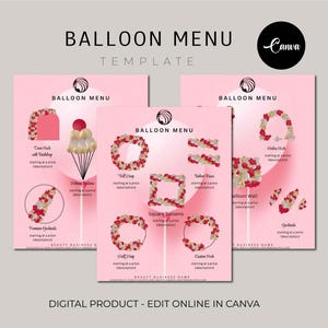 BALLOON MENU, Balloon MOCKUP Template, Balloon Artist, Editable Balloon ...