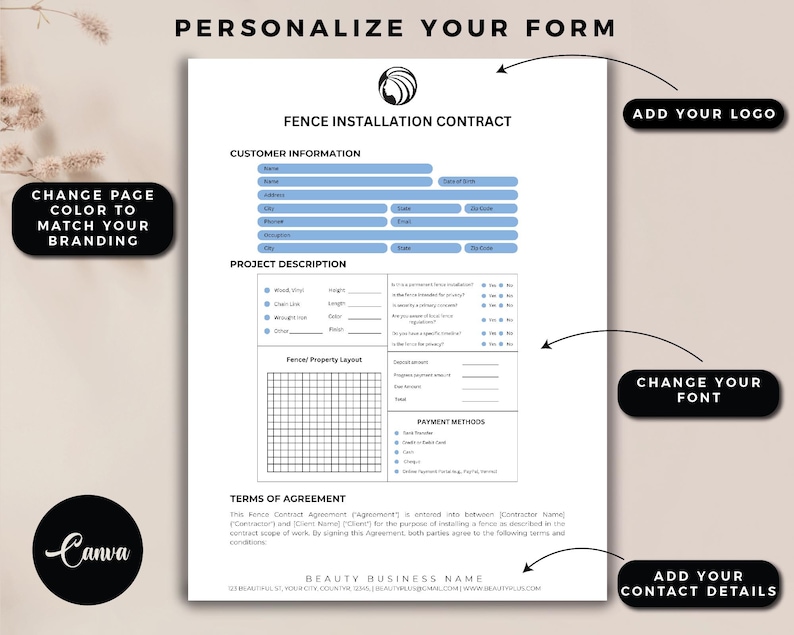 Editable Fencing Contract Template, Professional Fencing and Gates ...