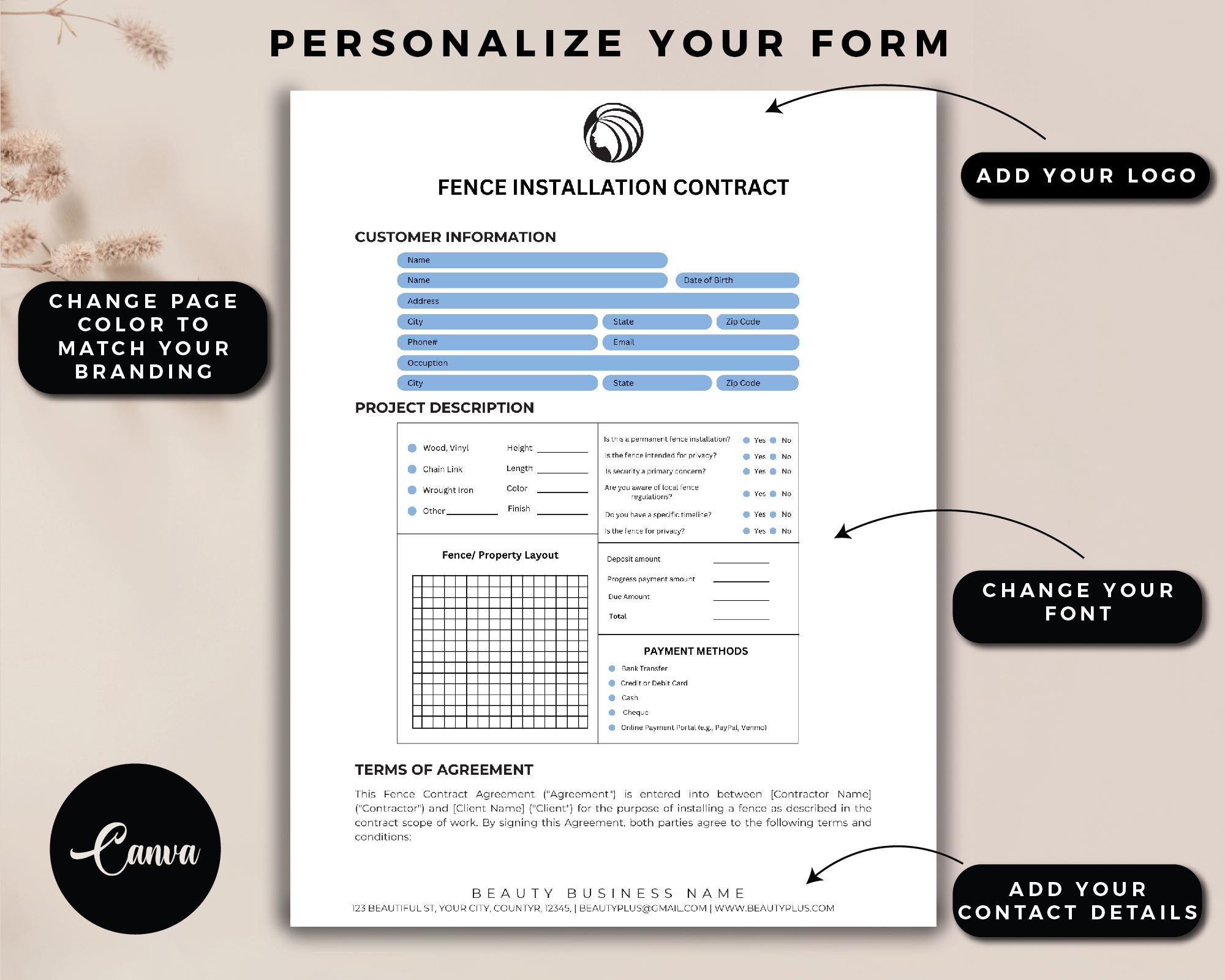 Editable Fencing Contract Template, Professional Fencing and Gates ...