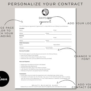 Editable Home Daycare Contract Template, Home Daycare Forms Package ...