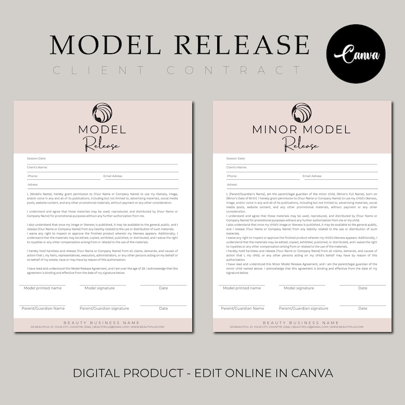 Photo Model Release - Etsy