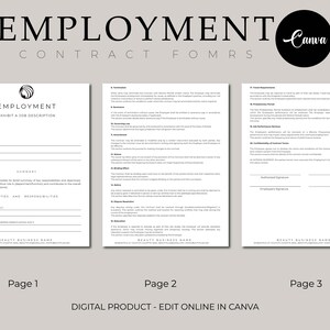Employment Contract Agreement, Employment Service Contract Template, HR ...