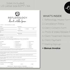 Editable Reflexology Intake Form, Massage Consultation Form, Foot Reflexology CANVA Forms, Spa ...