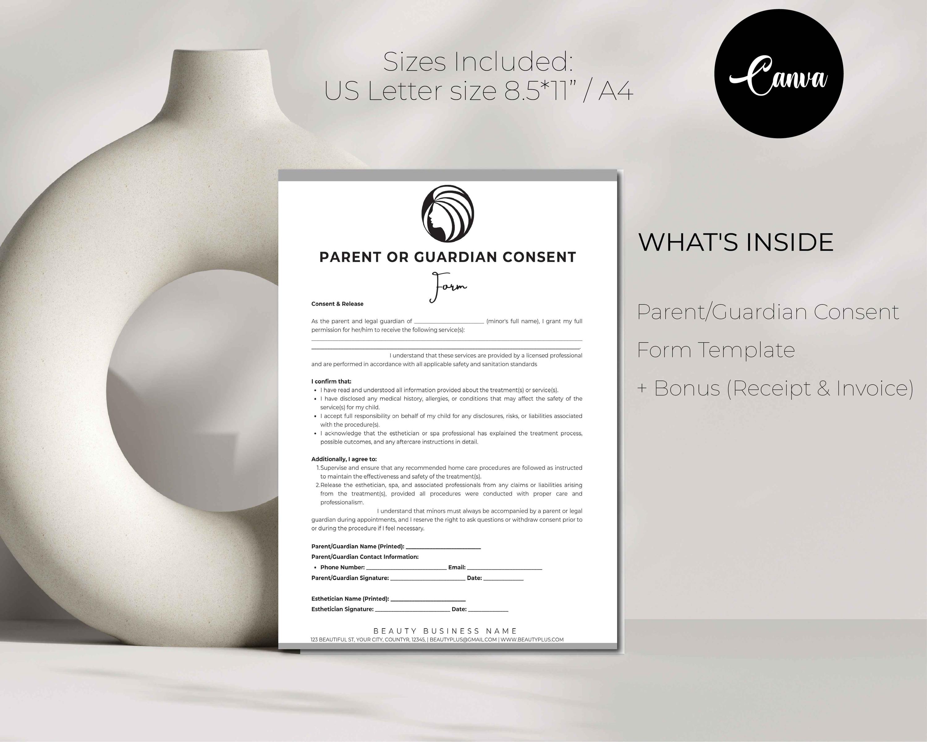 Parental Consent Form for Estheticians and Med Spas, Facials, Lashes ...