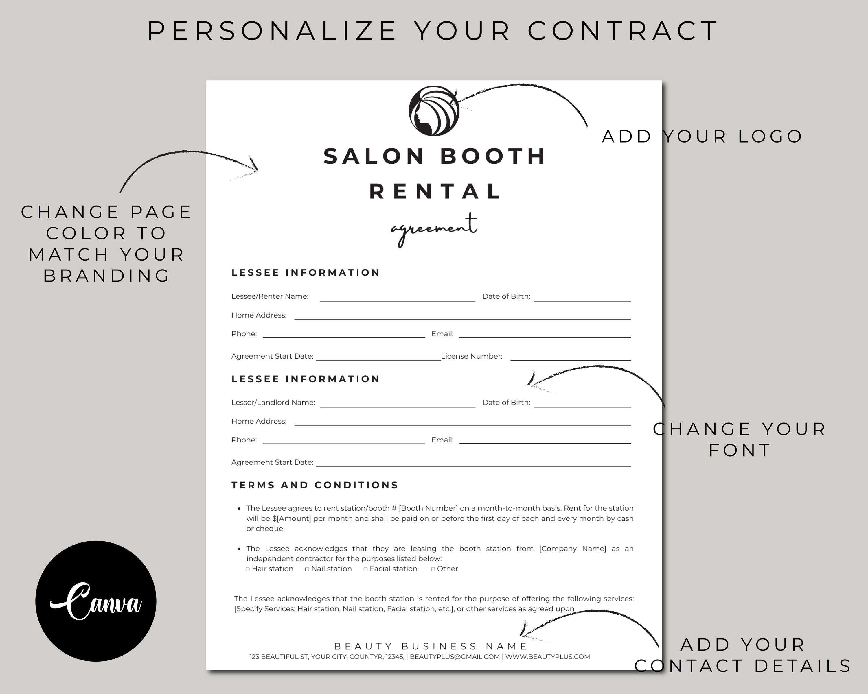 Professional Salon Booth Rental Contract, Salon Station, Spa Rental ...