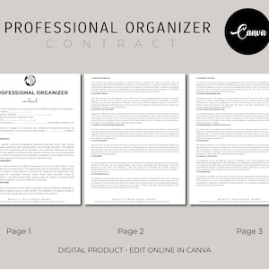Editable Professional Organizer Contract Template, Organizing Service ...