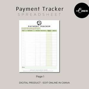 Payment Tracker Canva Template, Printable Client Payment History ...
