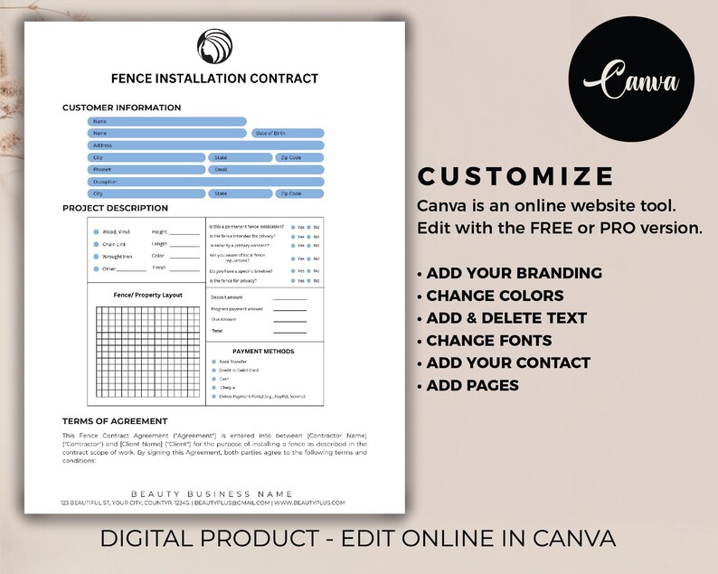 Editable Fencing Contract Template, Professional Fencing and Gates ...