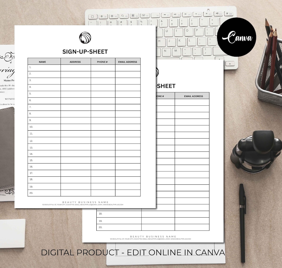 Editable Sign up Sheet, Event Sign up Templates, Canva Sign up ...