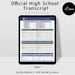 Editable High School Transcript, Homeschool Transcript, Editable Home ...